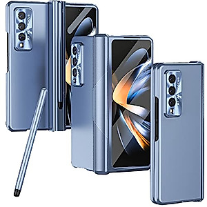 NINKI Compatible Samsung Galaxy Z Fold 4 Case with S Pen Holder & S Pen,Hinge Protection Case for Samsung Z Fold 4 Case with Screen Protector,Samsung Z Fold 4 5g Case Galaxy Fold 4 5g Phone Case Blue
