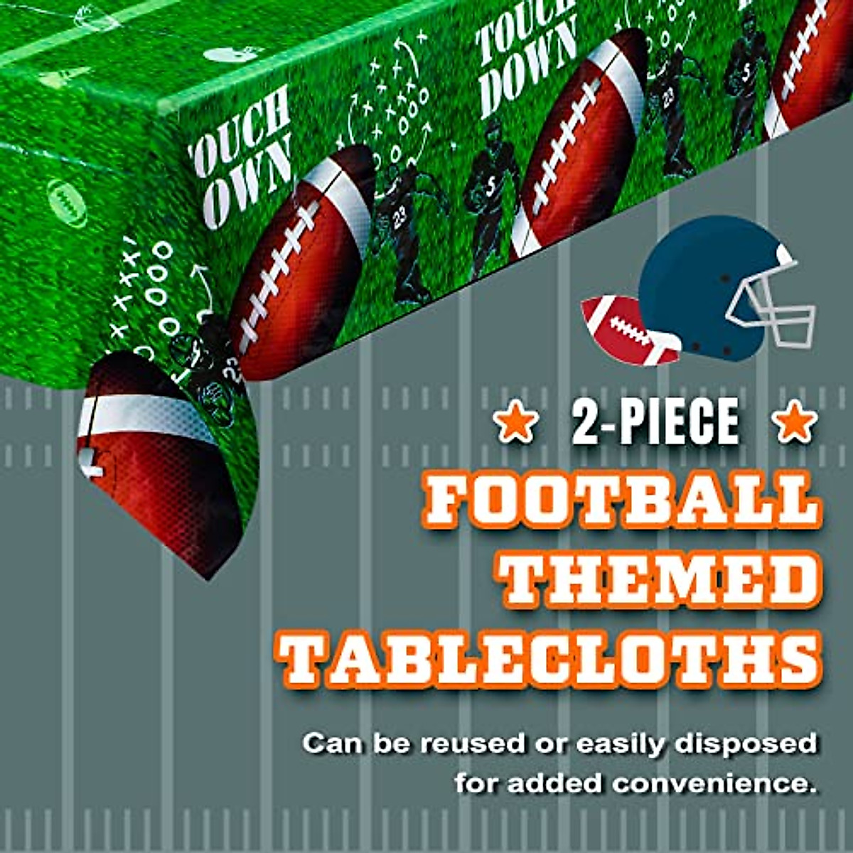 MATICAN Football Tablecloth, 2-Piece Football-Themed Tablecloths, Superbowl Party Decorations 2023, Football Party Supplies, 86.6 x 51.2 Inches