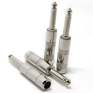 Ancable 4-Pack Audio 1/4" Plugs TS Jumbo Plugs Solder Type for Guitar, Instrument, Speaker/Microphone/Patch Cables - 6.35mm Male 1/4 Inch Phone Plug