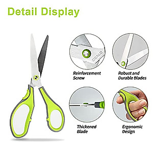 OSALO Scissors Office Right/Left Handed All-Purpose Craft Scissor Paper School 8inch Large Blunt Tip Scissors 2 Pack with Comfort Grip