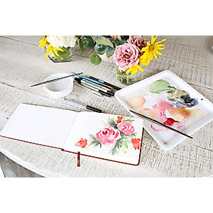 Linden Art Watercolor Journal, 140 lb (300 GSM), 64 Cold Pressed 8.5"x5.5" Pages, Watercolor and Mixed Media Travel Journal, Brown PU Leather Hard Cover