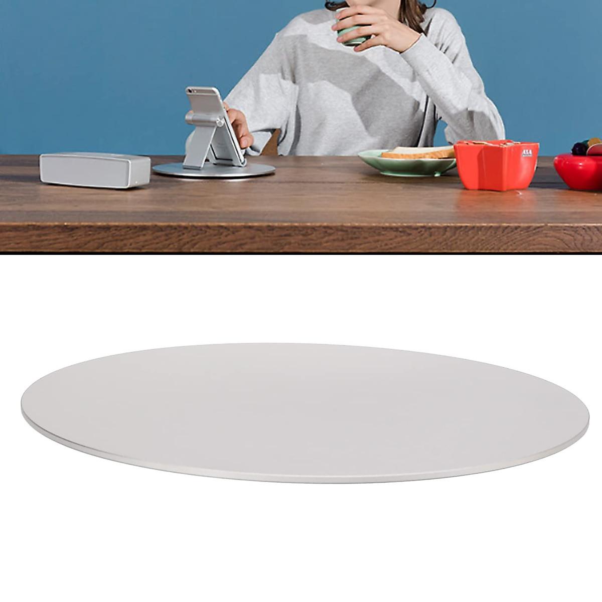 360° Rotation Monitor Swivel Base,330mm Silver Aluminum Alloy Computer Screen Monitor Turntable Stand Rotating Desktop Holder Swivel Base Mat for i,Laptop,Potted Plants,Arts & Crafts