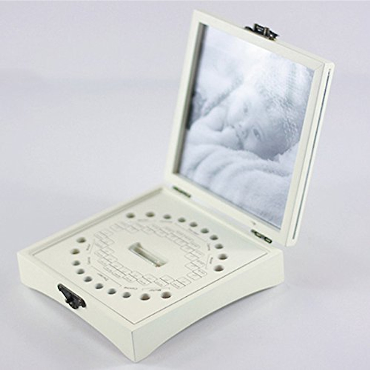 OLizee® Creative Baby Tooth Keepsake Wooden Box with Curl Bottle