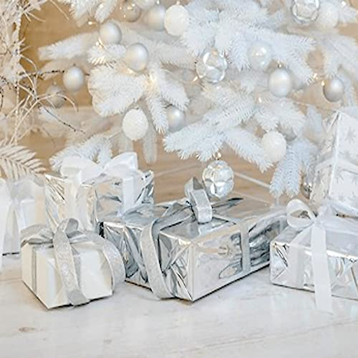 Wired Ribbon Christmas Ribbon Wired Edge 2”x 60 ft(2 Rolls x 30ft) Glitter Ribbon for Gift Wrapping Christmas Tree Ribbon Party Decor Wreath Bows Crafting Supplies(Sliver, Blue)