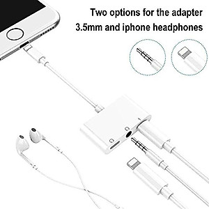 Real-EL, Lightning to Headphone Adapter 3.5mm Jack Headphone Adapter 3 in 1 Earphone and Charging Splitter for iPhone 1211SEXSXRX87 and iPad