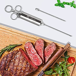 Ofargo Meat Injector, Meat Injectors for Smoking, 3 Marinade Injector Syringe Needles; Injector Marinades for Meats, Turkey, Beef; 2-Oz, User Manual Included