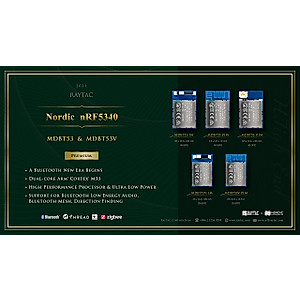 MDBT53-P1M Nordic nRF5340 Dual Core PCB ANT 48 GPIO Bluetooth Module BT5.2 FCC IC CE Telec KC SRRC (3pcs Pak)