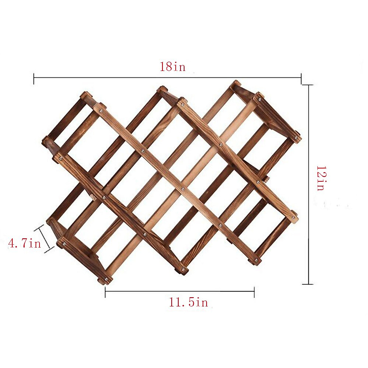 LI-GELISI Foldable Wood Wine Rack Wine Holder Storage Display Stand Wood 10-Bottle Wine Rack (Fire Color)