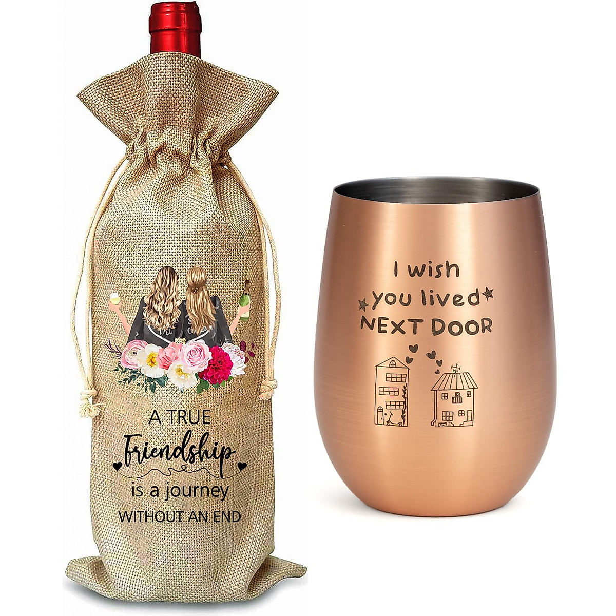 FACOYANS I Wish You Lived Next Door Friendship Gifts for Women, Best Friend Birthday Gifts for Women Friends Soul Sister, Mothers' Gifts for Her- Thinking of You Gifts for Women