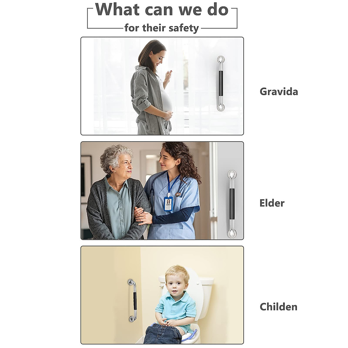 Grab Bars for Bathroom, Aolloa Shower Grab Bar 16inch SUS304 Stainless Steel Anti Slip Bathroom Handicap Grab Bars, Applicable to Bathroom Shower (Silver 2Pack)