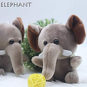 OuMuaMua 6pcs Jungle Animal Plush Toys Stuffed Animals Set, 4.8 Inch Cute Small Zoo Animals Plush Keychains for Kids Animal Themed Parties,Kindergarten Fun, Teacher Student Achievement Award