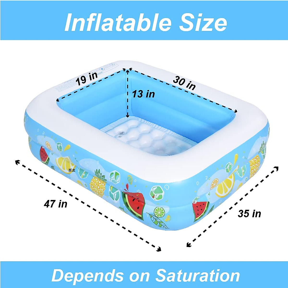Kiddie Pool, 60"×41"×18" Inflatable Pool with Inflatable Soft Floor, Cool Summer Swimming Pool for Kids and Family, Blow Up Pool for Backyard, Garden, Indoor, or Outdoor