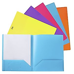Mr. Pen- Plastic Folders with Pockets, 5 pcs, Assorted Colors, Folders with Pockets, Heavy Duty Plastic Two Pocket Folders, Pocket Folders, Folders, 2 Pocket Plastic Folders, File Folders with Pockets