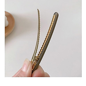 4 Pcs 3.5 Inch Frosted Narrow Metal Spike Alligator Duck bill Hair Clips Bright Duckbill Hair Barrettes Chic Hair Clips for Styling Long Hair (Black)