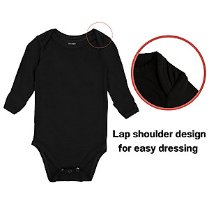 GUISBY Baby Bodysuit with Mitten Cuffs, Long Sleeve Bodysuit Babies Black Newborn