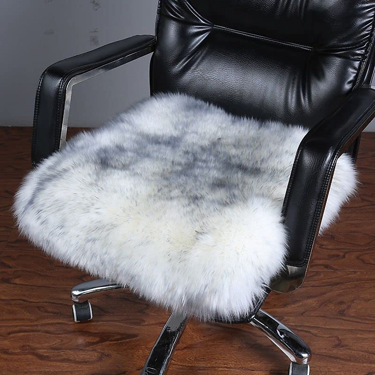 OKAYDA Genuine Australian Sheepskin Chair Cushion Seat Pad Fluffy Chair Cover for Kitchen, Office, Chair (graytips)