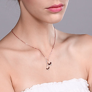 Gem Stone King 18K Rose Gold Plated Silver Red Garnet Butterfly Pendant Necklace For Women (1.21 Cttw, Marquise Cut Gemstone Birthstone, with 18 Inch Chain)