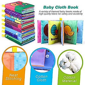 Baby Bath Books,Nontoxic Fabric Soft Baby Cloth Books,Early Education Toys,Waterproof Baby Books for Toddler, Infants Perfect Shower Toys,Kids Bath Toys Birthday Gift(Pack of 8)