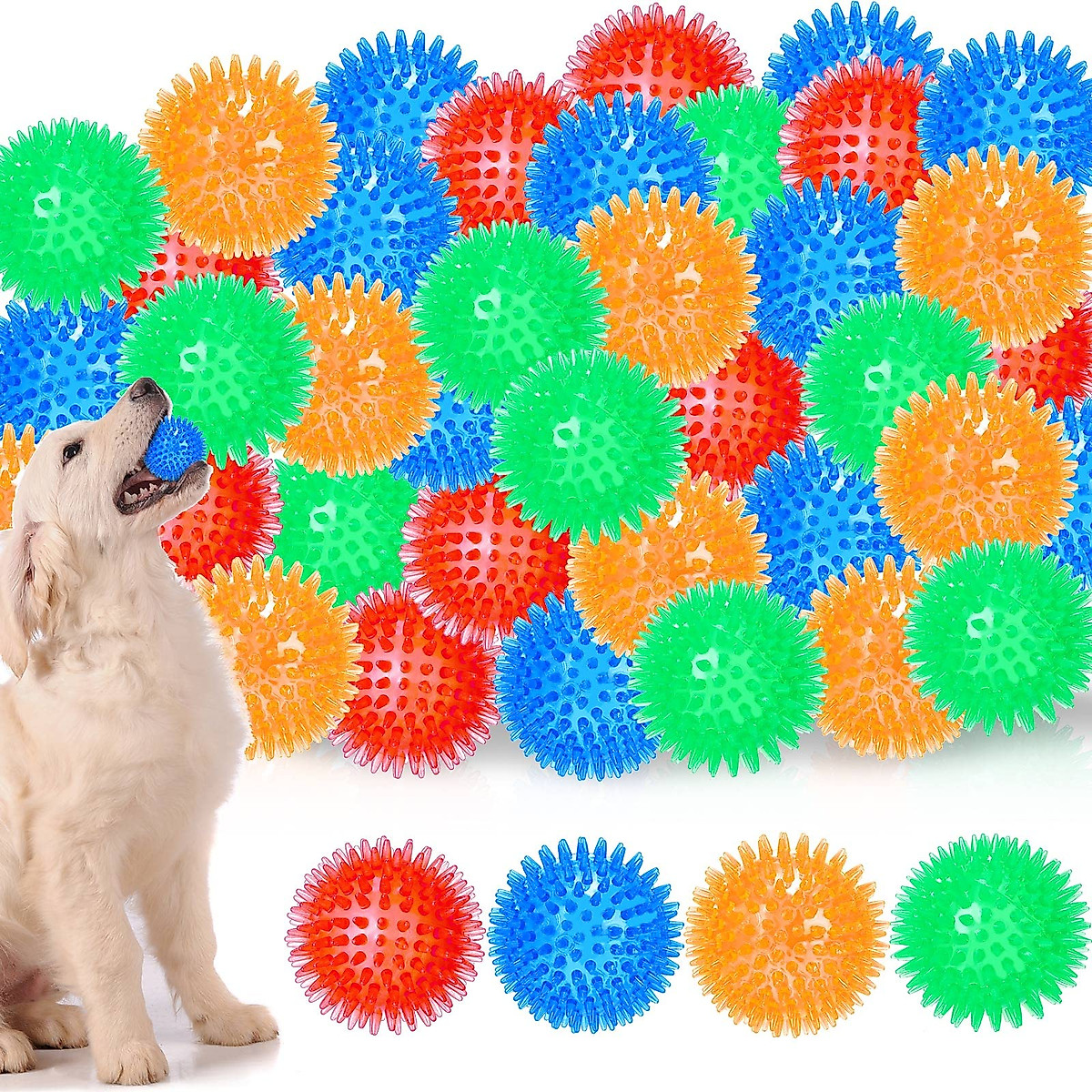 Hanaive 36 Pcs Squeaky Balls for Dogs Squeaky Dog Toys Bulk 2.5 Inch Spiky Dog Chew Balls for Small Dogs Interactive Fetch Toys for Puppy Cleans Teeth for Healthier Gums