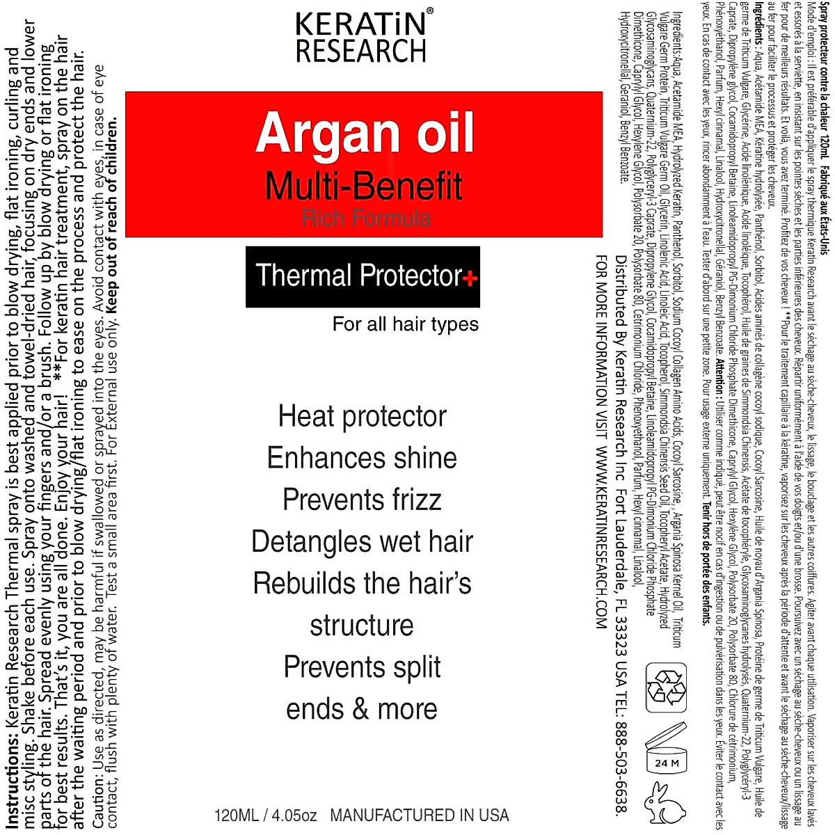 Thermal Hair Protector Spray - Enhances Shine, Eliminates Frizz, Detangles, Prevents Split Ends, Replenishes Nutrients, Heat Activated for Styling