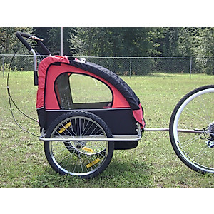 i10Direct Red and Black 2 in 1 Child Baby Bike Bicycle Trailer and Stroller