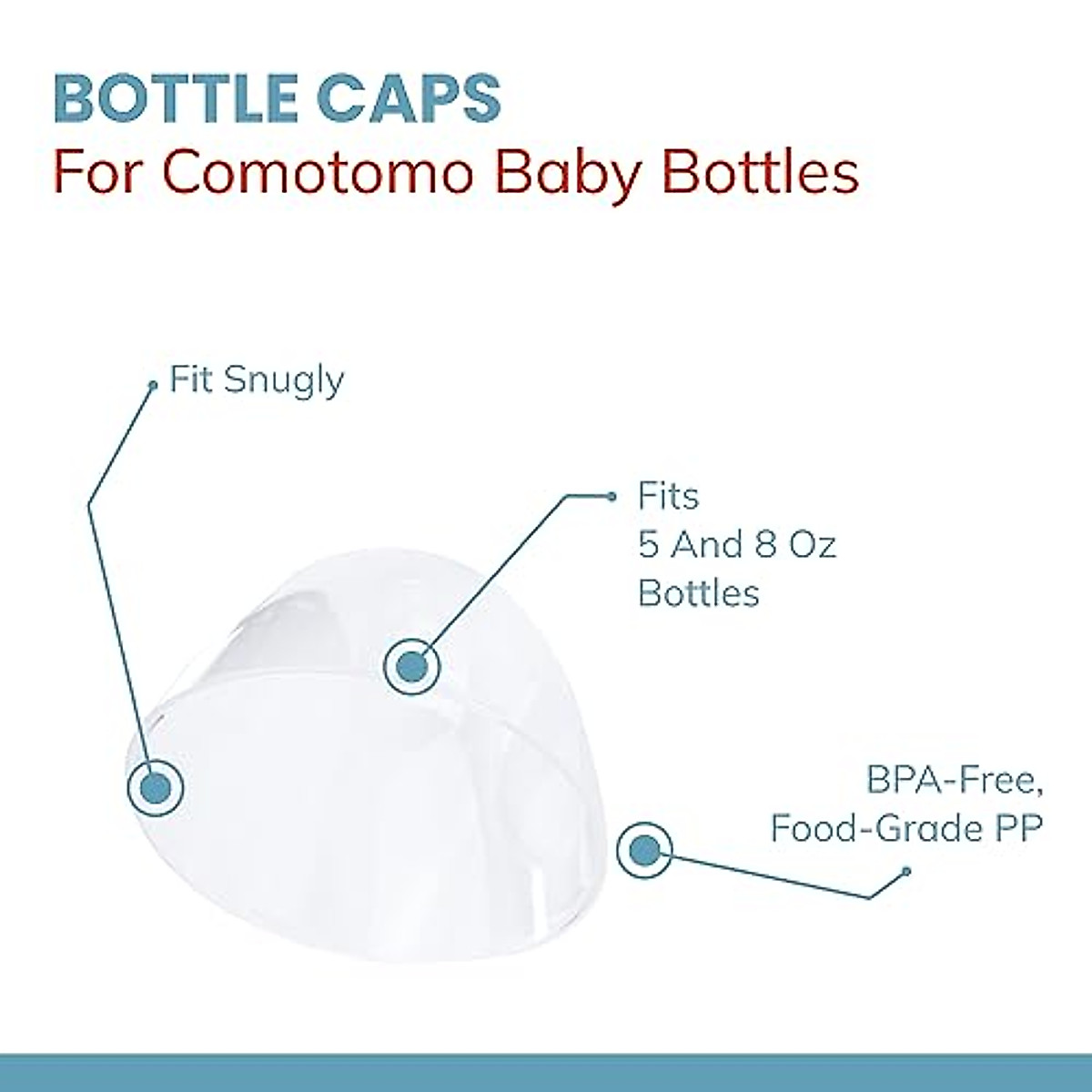Baby Bottle Cap Lid for Comotomo 5 Ounce and 8 Ounce Silicone Bottles, 3 Pack