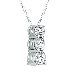 Certified 1/2 Carat TW Three Stone Diamond Pendant in 14K White Gold