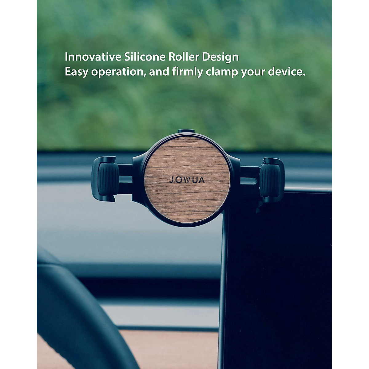 JOWUA 480° Rotation Car Mount with Wireless Charging 10w for Tesla Model 3 & Model Y, Compatible with Phone 13 Pro Max, iPhone 13 Pro and Other 4.7-6.5'' Smartphones