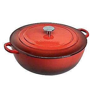 AmazonCommercial Enameled Cast Iron Covered Braiser, 7.5-Quart, Red