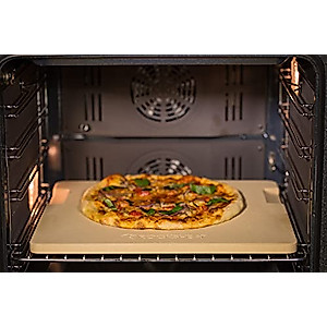 ROCKSHEAT K Large Pizza Stone Heavy Duty Baking Grilling Stone 20" x 13.5", Perfect for Oven, BBQ and Grill. Innovative Double - Faced Built - in 4 Handles Design