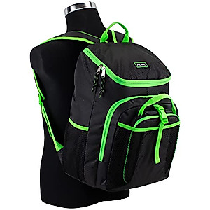 FUEL Top Loader Backpack with Lunch Box Combo – 18” Two Compartment Water Resistant Durable Adjustable Straps with Side Water Bottle Pockets 2 in 1 Set – Black