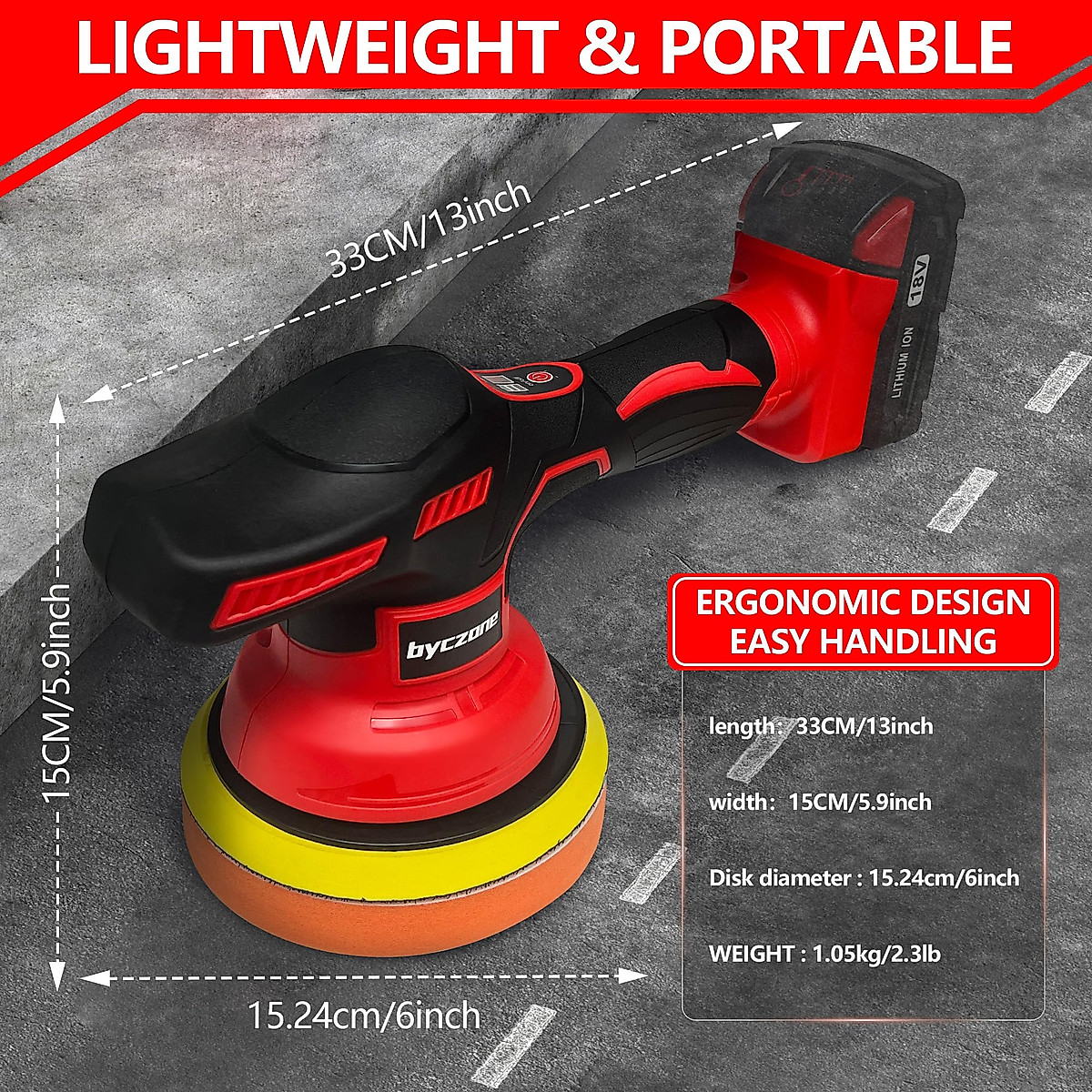 Cordless Car Buffer Polisher for Milwaukee 18V Battery, 6 Inch Portable Orbital Buffer Polisher Kit, 8 Variable Speed Car Polisher for Car Detailing/Polishing/Waxing (Battery Not Include)
