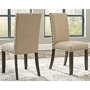 Signature Design by Ashley Rokane Dining Room Upholstered Chair Set of 2, Beige