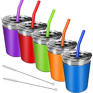Vermida Kids Toddler Straw Cups with Lids,8oz Spill Proof Kids Tumblers with Straws and Lids,Stainless Steel Smoothie Sippy Cups for Baby for School,Outdoor
