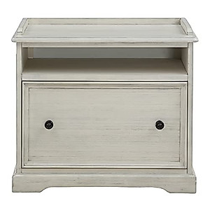 OSP Home Furnishings Country Meadows Lateral File Cabinet with Top Shelf, Antique White
