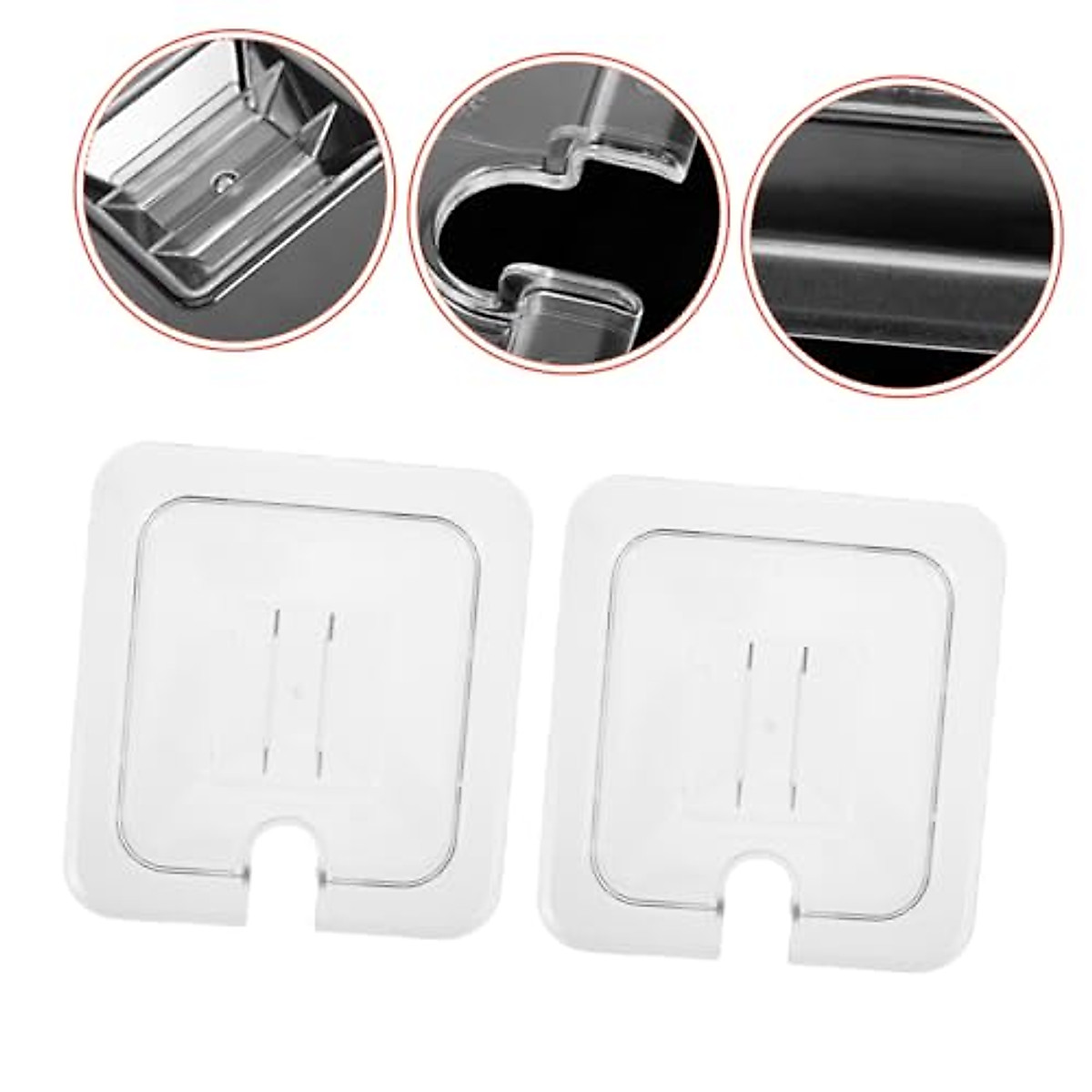 CIYODO 2pcs Dinner Plate Cover Pan Lids Commercial Pan Lid Polycarbonate Cover with Handle Restaurant Pan Lid 1/6 Size Food Pan Lid Food Storage Containers Covers Plastic Transparent