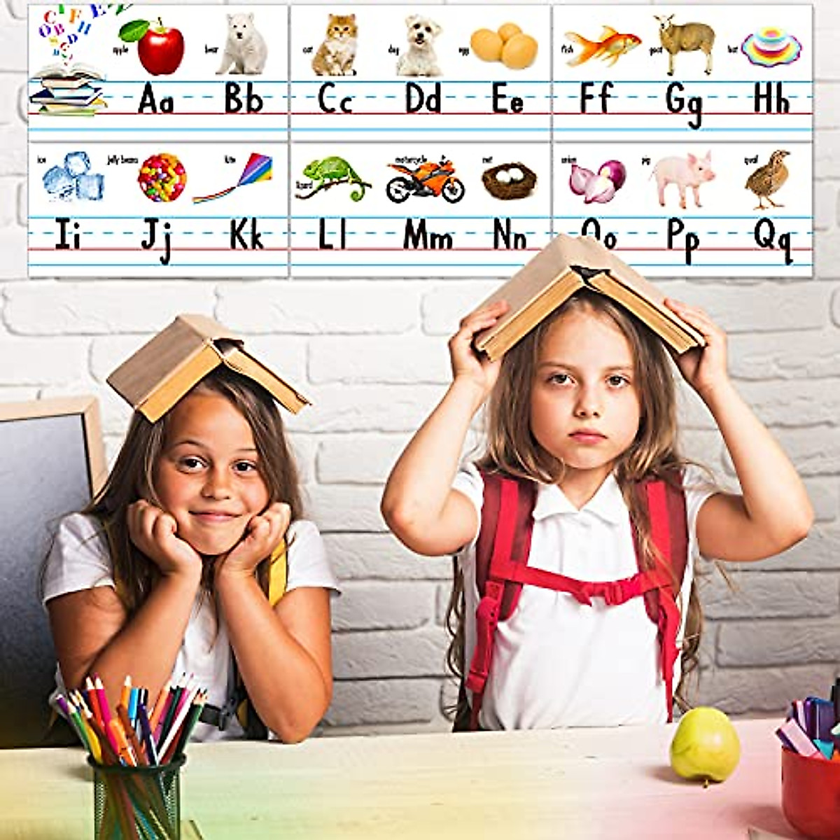 Cholemy Alphabet and Numbers Bulletin Board Strips Set Alphabet Number Wall Classroom Decoration Animal ABC Number 1-20 Line Wall Poster with Adhesive Dots for Playroom Bedroom Nursery Room Decoration