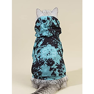 QWINEE Tie Dye Dog Hoodie Dog Sweatshirt Cat Shirt Apparel Dog Clothes for Puppy Kitten Cat Small Dogs Green XX-Small