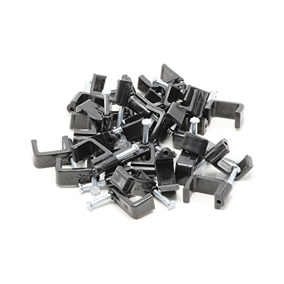 THE CIMPLE CO - Dual, Twin, or Siamese Coaxial Cable Clips, Cat6, Electrical Wire Cable Clip, 1/2 in Nail Clip and Fastener, Black (100 Pieces per Bag)