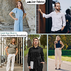 Ice Fabrics Cotton Polyester Broadcloth Fabric by The Yard - 60" Wide Soft & Breathable Broadcloth Fabric for Sewing - Perfect for Apparel, Bedding, Curtains and More - Black - 2 Yards