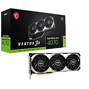 MSI Gaming GeForce RTX 4070 12GB GDRR6X Extreme Clock: 2520 MHz 192-Bit HDMI/DP Nvlink TORX Fan 4.0 Ada Lovelace Architecture Graphics Card (RTX 4070 VENTUS 3X 12G OC)