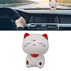 Zunate Bobble Head Nodding Cat for Car Dashboard,Solar Lucky Nodding Cat Car Decoration,Cute Miniature Cat Figure Automobile Decoration, Gifts for Men (Smiling Face)