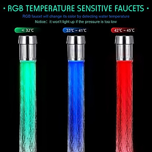 3 Pieces LED Water Faucet Light Color Changing Faucet for Kitchen and Bathroom (Fixed LED Faucet)