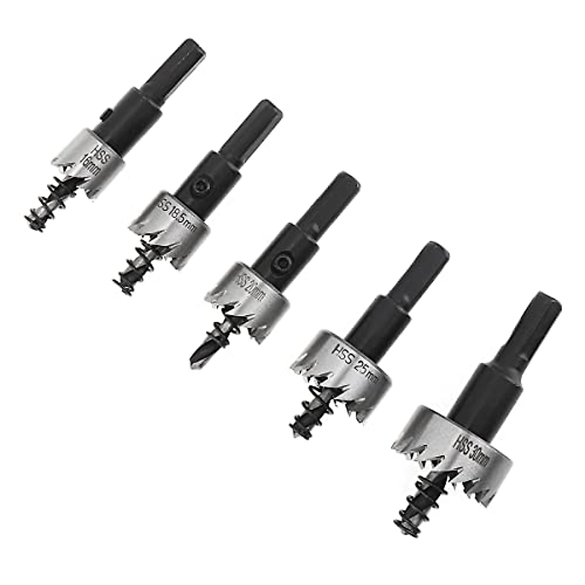 ChgImposs 5Pcs 16-30mm 5/8-Inch to 1-3/16 Inch HSS Hole Saw Cutter, Drill Bits Set Heavy Duty Tool Kit for Stainless Steel, Aluminum Alloy, Plastic and Wood