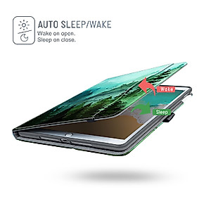 iPad 9th Generation Case, iPad 10.2 Case for iPad 9th/8th/7th Generation, 10.2 Inch iPad Case Girls Women, iPad 9th Gen Multi Viewing Case with Hand Strap/Pocket, [Built in Pencil Holder], Forest