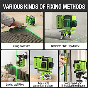 Laser Level, Teslong Self-Leveling 3x360° Cross Laser for Construction and Picture Hanging, 12-Line laser with Remote Control, 9600mAh Battery, Magnetic Bracket, Hard Carry Case