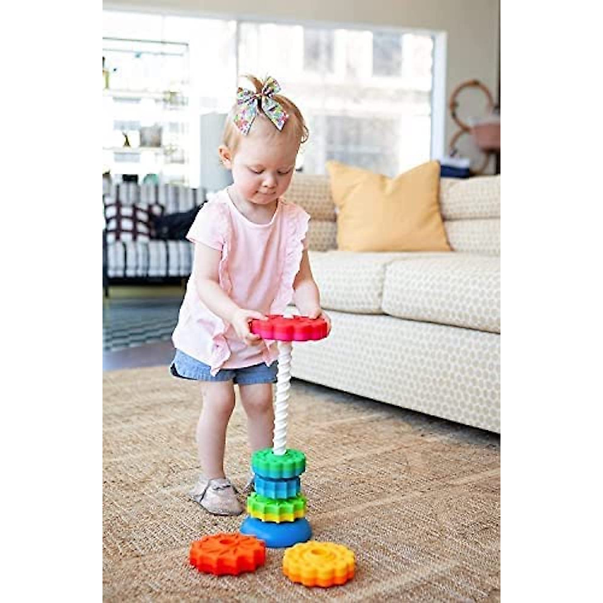 BornCare Kids Spinning Spiral Stacking Toy for Baby Toddler Kids. Durable Colorful Toy Pre K