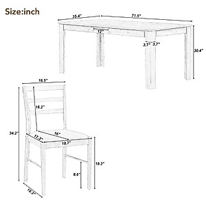 LUMISOL Extendable Kitchen Table Set with Chairs for 6 Persons, Wood Dining Room Table Set with Extendable Table with Storage Drawers, 7 Piece Dining Furniture Set, Brown + White