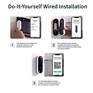 Arlo Essential Wired Video Doorbell - HD Video, 180° View, Night Vision, 2 Way Audio, DIY Installation (wiring required), Security Camera, Doorbell Camera, Home Security Cameras, White - AVD1001