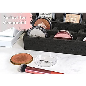 Polar Whale 4 Compact Organizer 3-Tier Stands Premium Durable Black Foam Tray Washable Waterproof Insert Storage for Home Bathroom Bedroom Cosmetic 11.4 x 4.9 x 3 Inches 9 Compartments